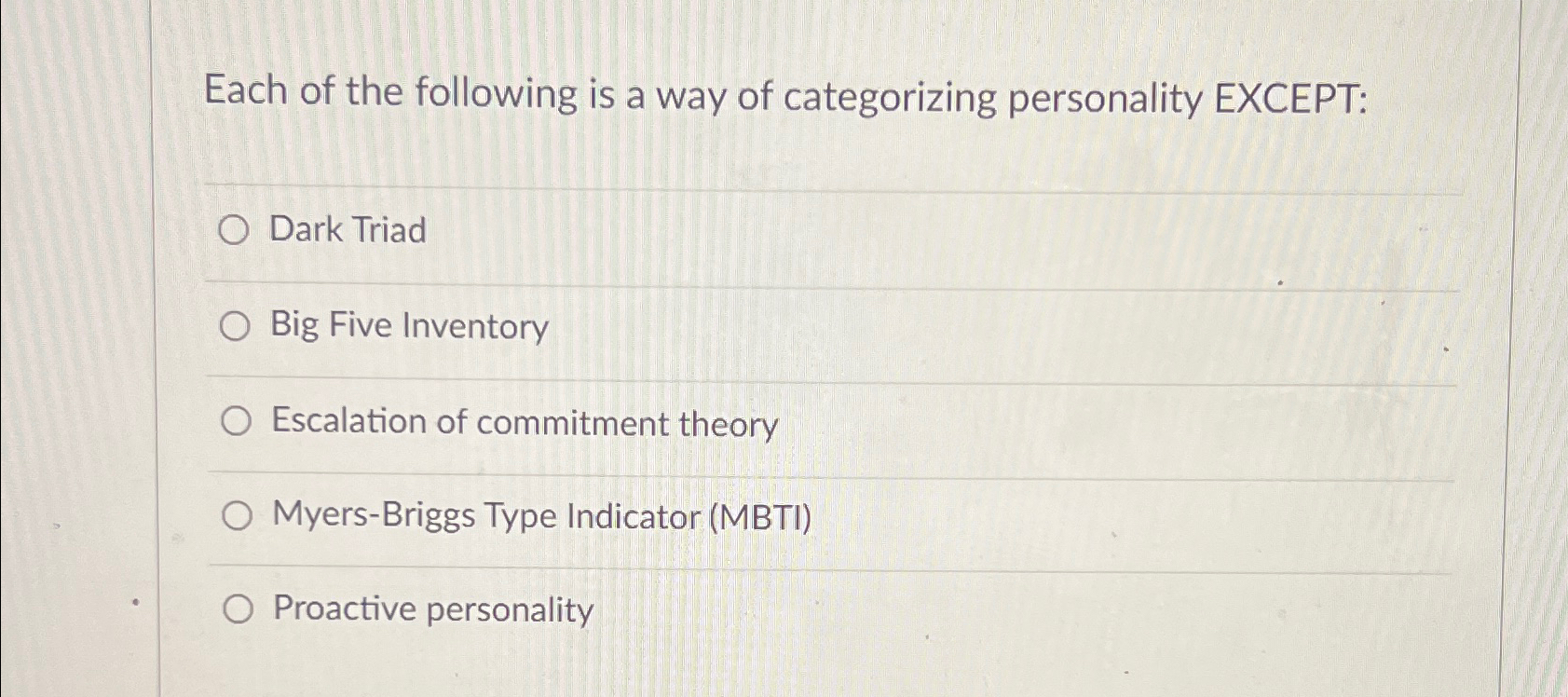 Solved Each of the following is a way of categorizing | Chegg.com