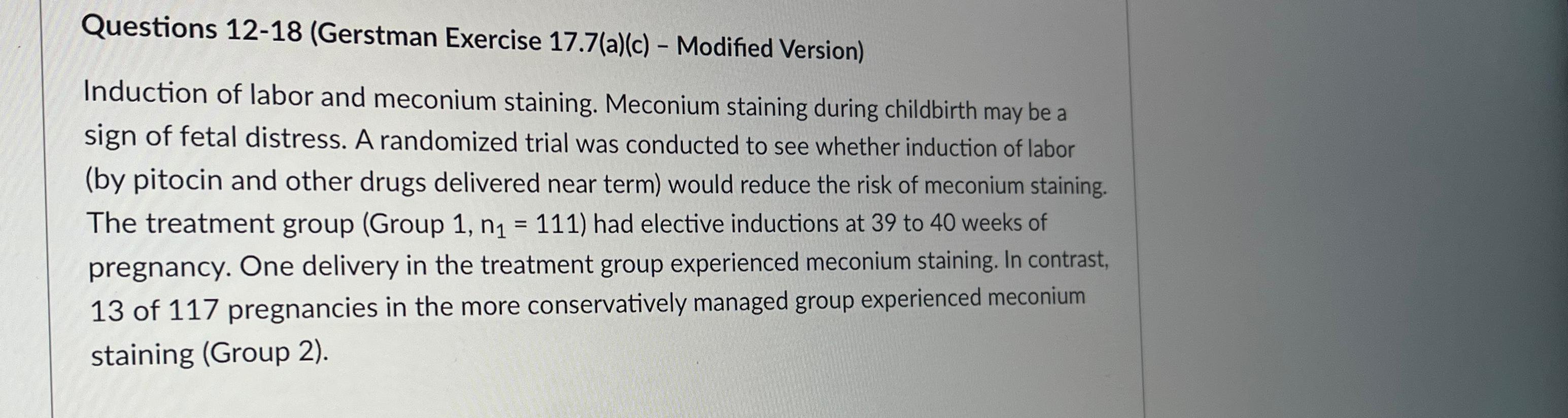 Solved Questions 12-18 (Gerstman Exercise 17.7(a)(c) - | Chegg.com