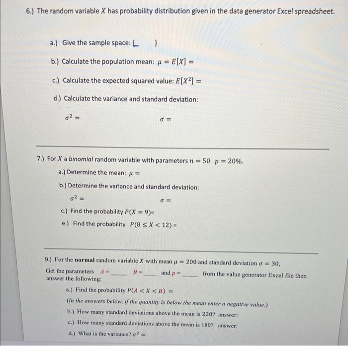 Solved 6.) The random variable X has probability | Chegg.com
