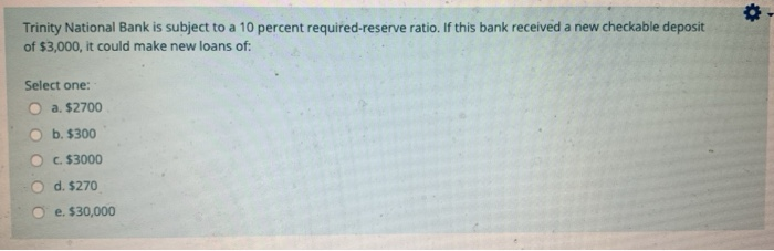 Solved Trinity National Bank is subject to a 10 percent | Chegg.com