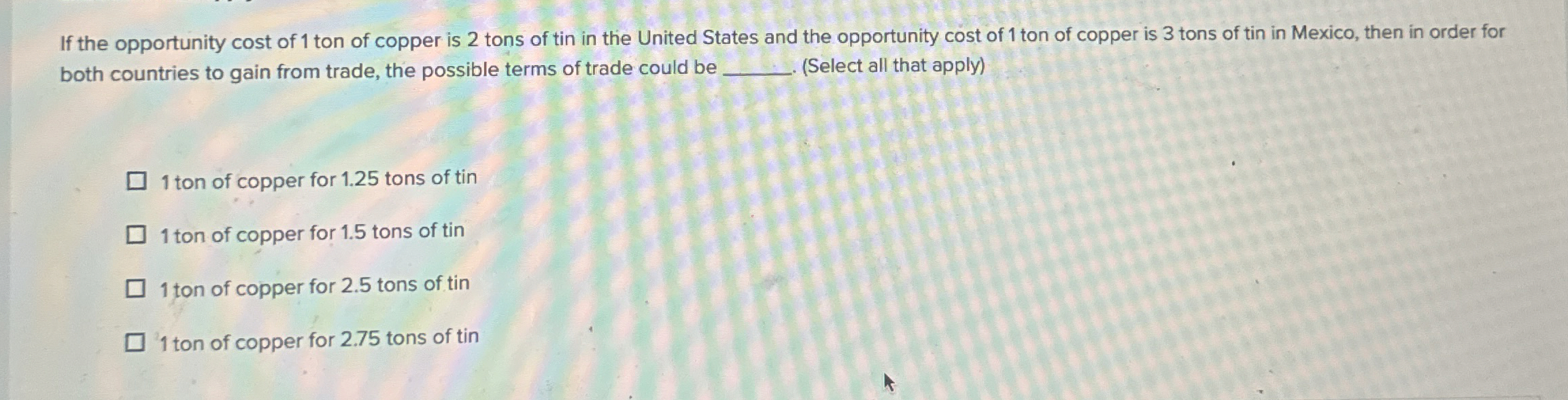 High Quality SOLUTION If the opportunity cost of 1 ﻿ton of copper is 2 ...