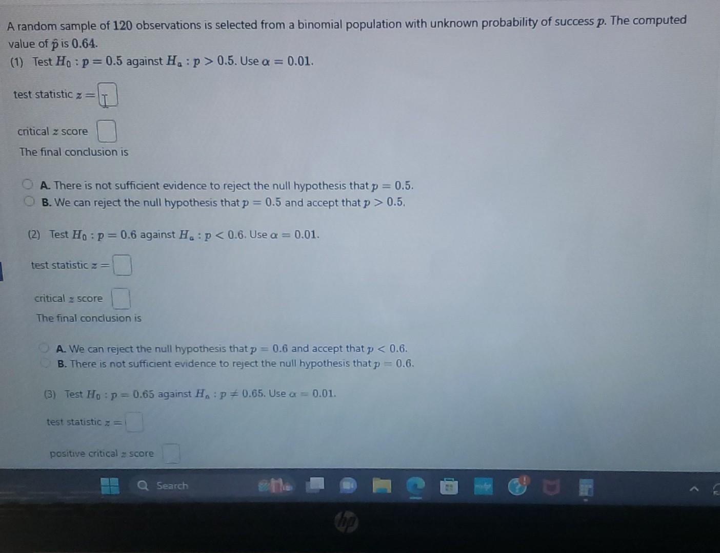 Solved A random sample of 120 observations is selected from | Chegg.com