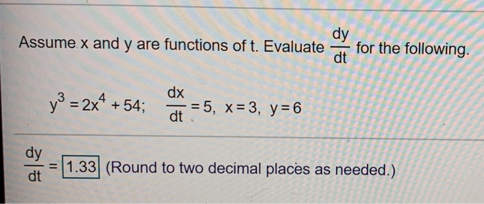 Solved Assume x and y are functions of t. | Chegg.com