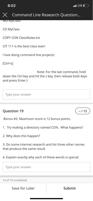 Solved 6:02 .. LED x Command Line Reaearch Question... WID | Chegg.com