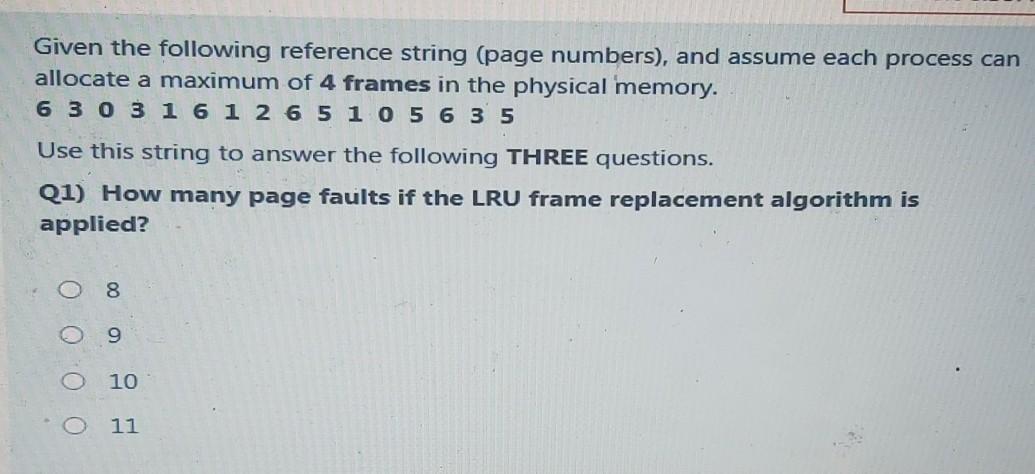 Solved Given the following reference string (page numbers), | Chegg.com