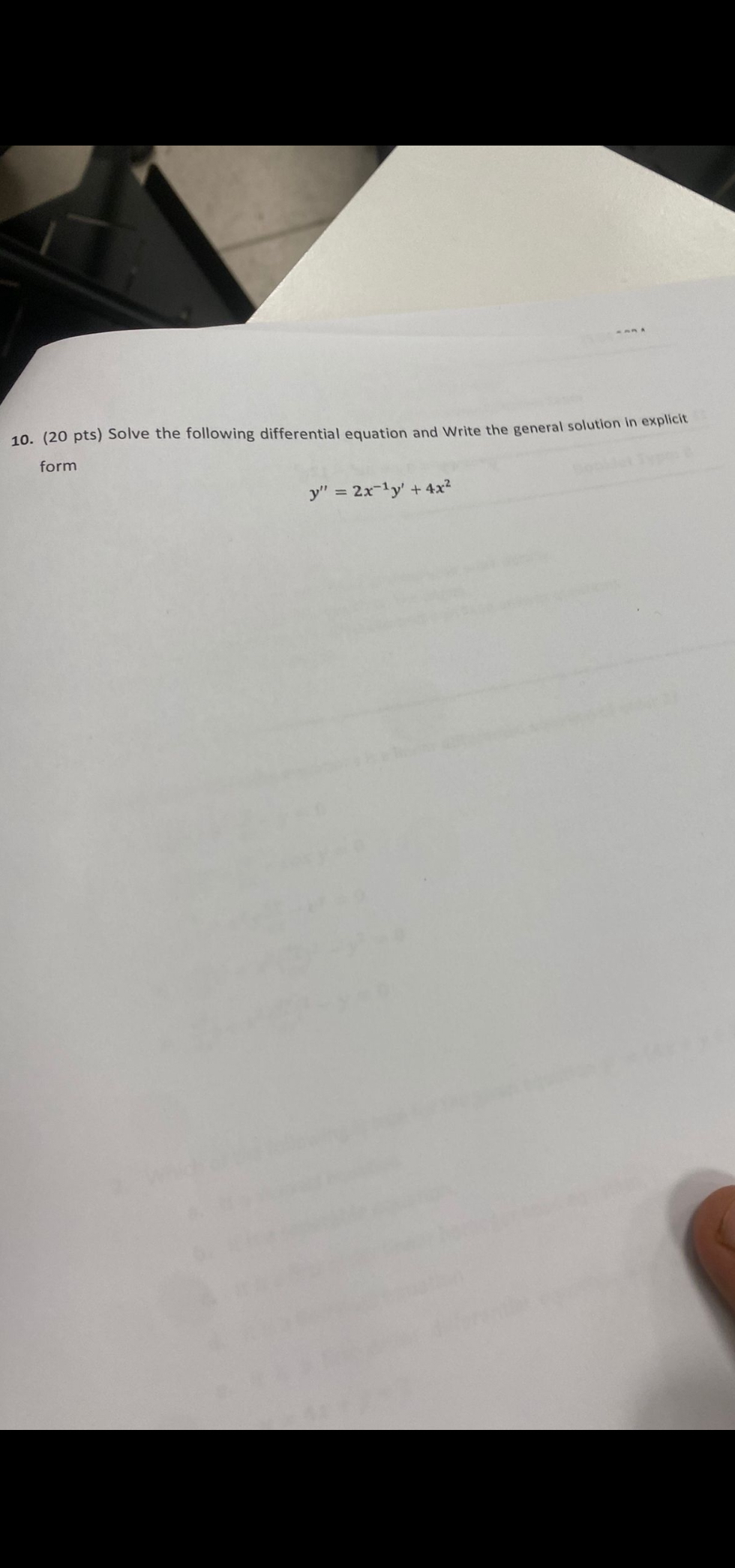 Solved (20 pts) Solve the following differential equation | Chegg.com Solved (20 pts) Solve the following differential equation | Chegg.com
