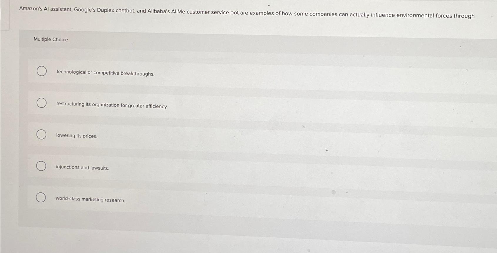 Solved Multiple Choicetechnological or competitive | Chegg.com