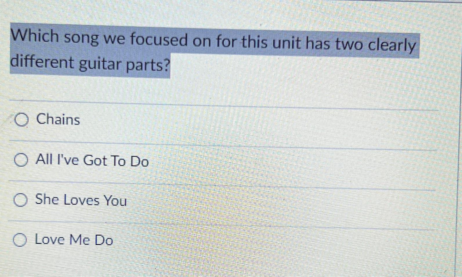 Solved Which song we focused on for this unit has two | Chegg.com