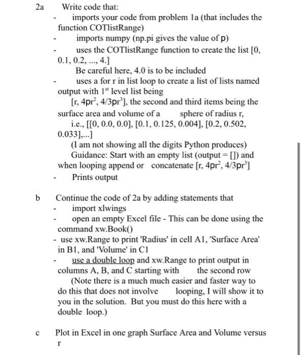 Solved 2a Write code that: imports your code from problem la | Chegg.com