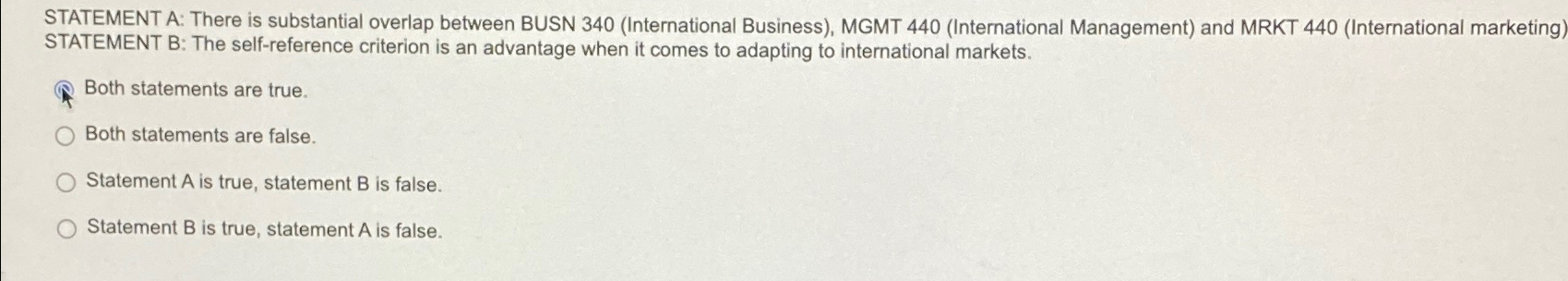 Solved STATEMENT A: There is substantial overlap between | Chegg.com