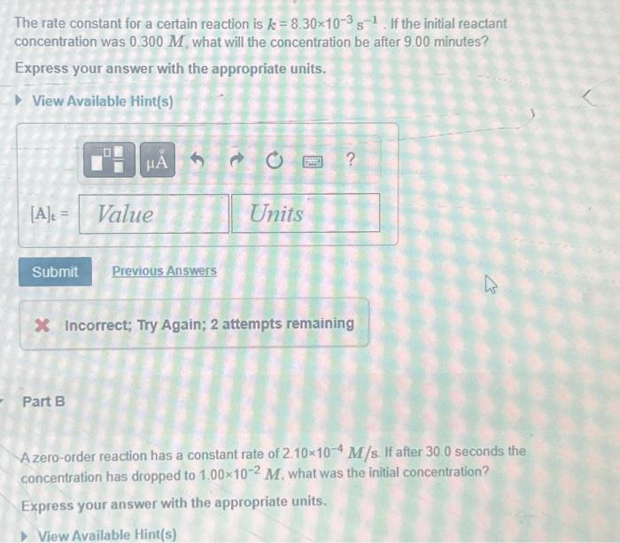 Solved The rate constant for a certain reaction is | Chegg.com