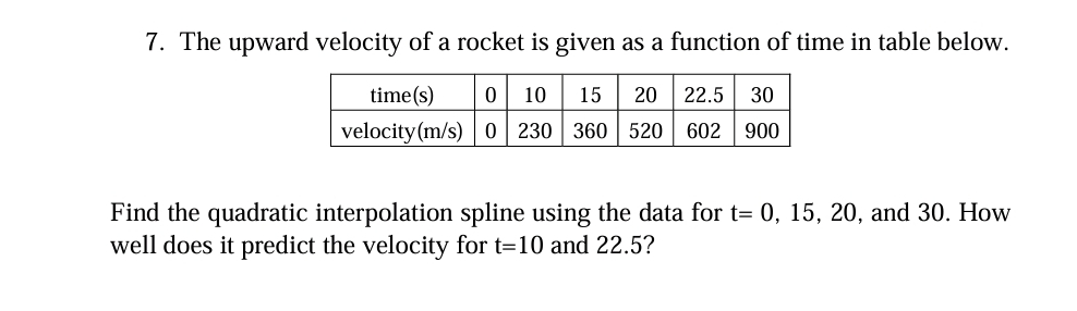 Solved The upward velocity of a rocket is given as a | Chegg.com