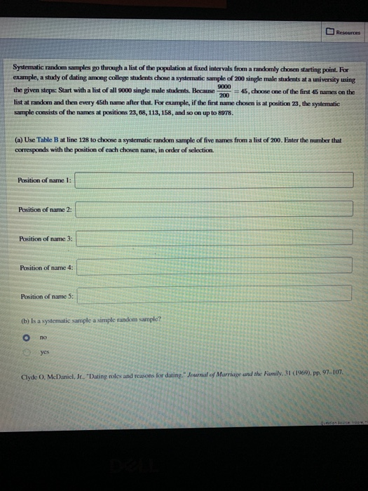 Solved Resources Systematic random samples go through a list | Chegg.com