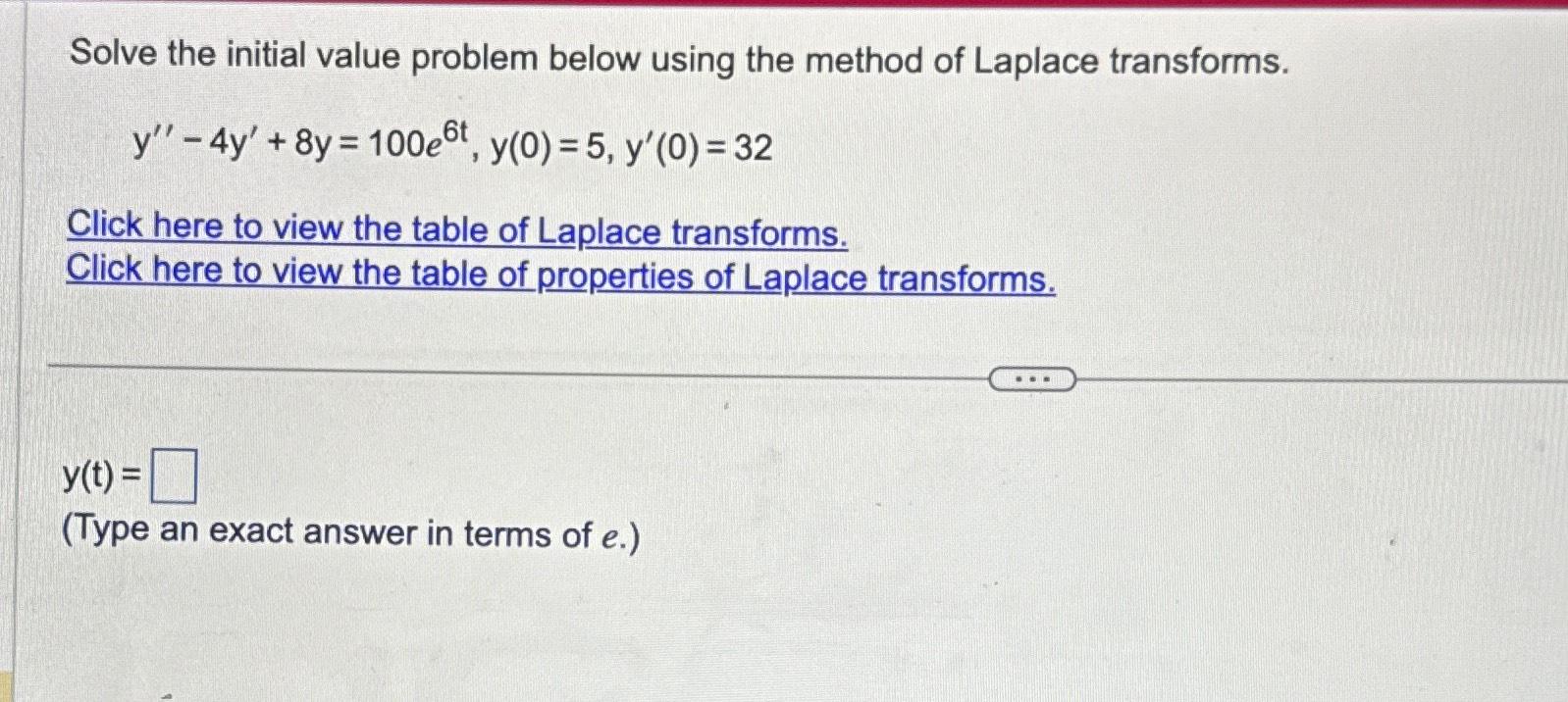 Solved Solve the initial value problem below using the | Chegg.com
