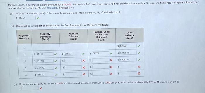 Solved Michael Sanchez purchased a condominium for $74,000. | Chegg.com