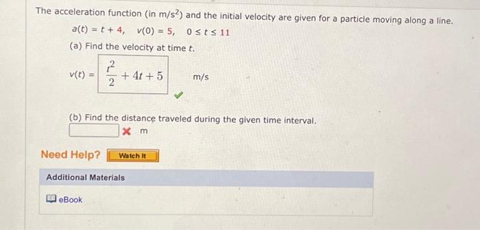 Solved The acceleration function (in m/s2) and the initial | Chegg.com