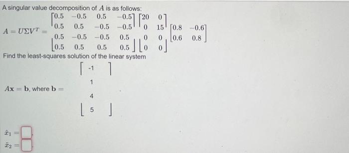 Solved A singular value decomposition of A is as follows: | Chegg.com