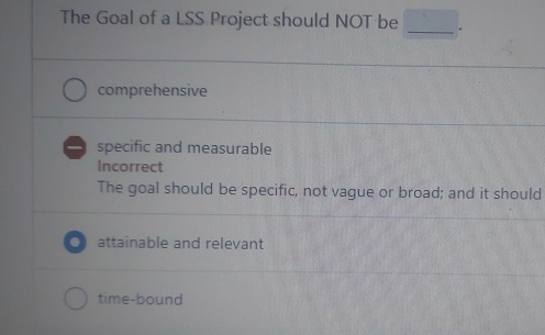 Solved The Goal of a LSS Project should NOT | Chegg.com