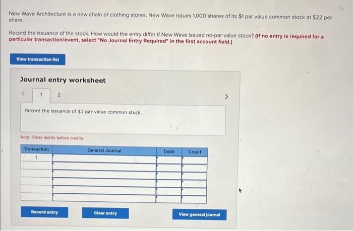 Solved New Wave Architecture is a new chain of clothing | Chegg.com