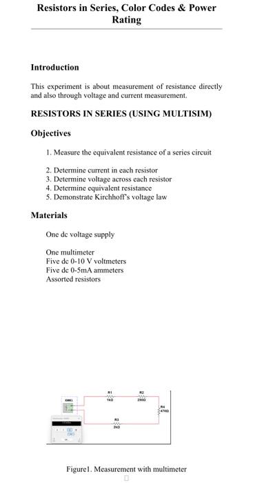Solved This experiment is about measurement of resistance | Chegg.com