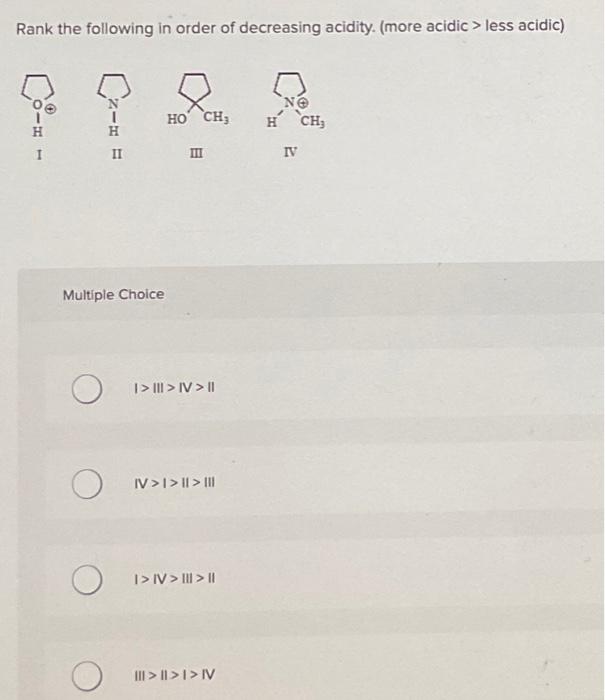 Solved Rank the following in order of decreasing acidity. | Chegg.com