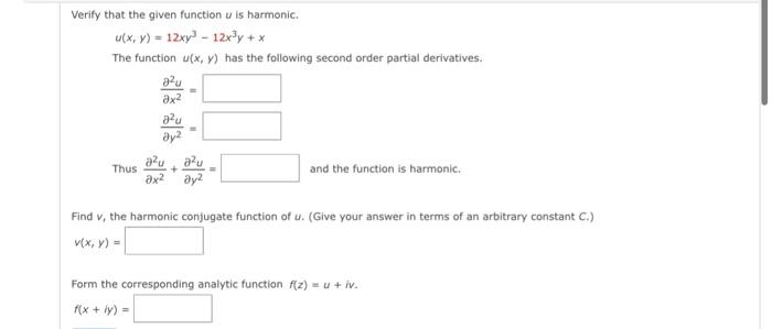 Solved Verify that the given function u is harmonic. | Chegg.com