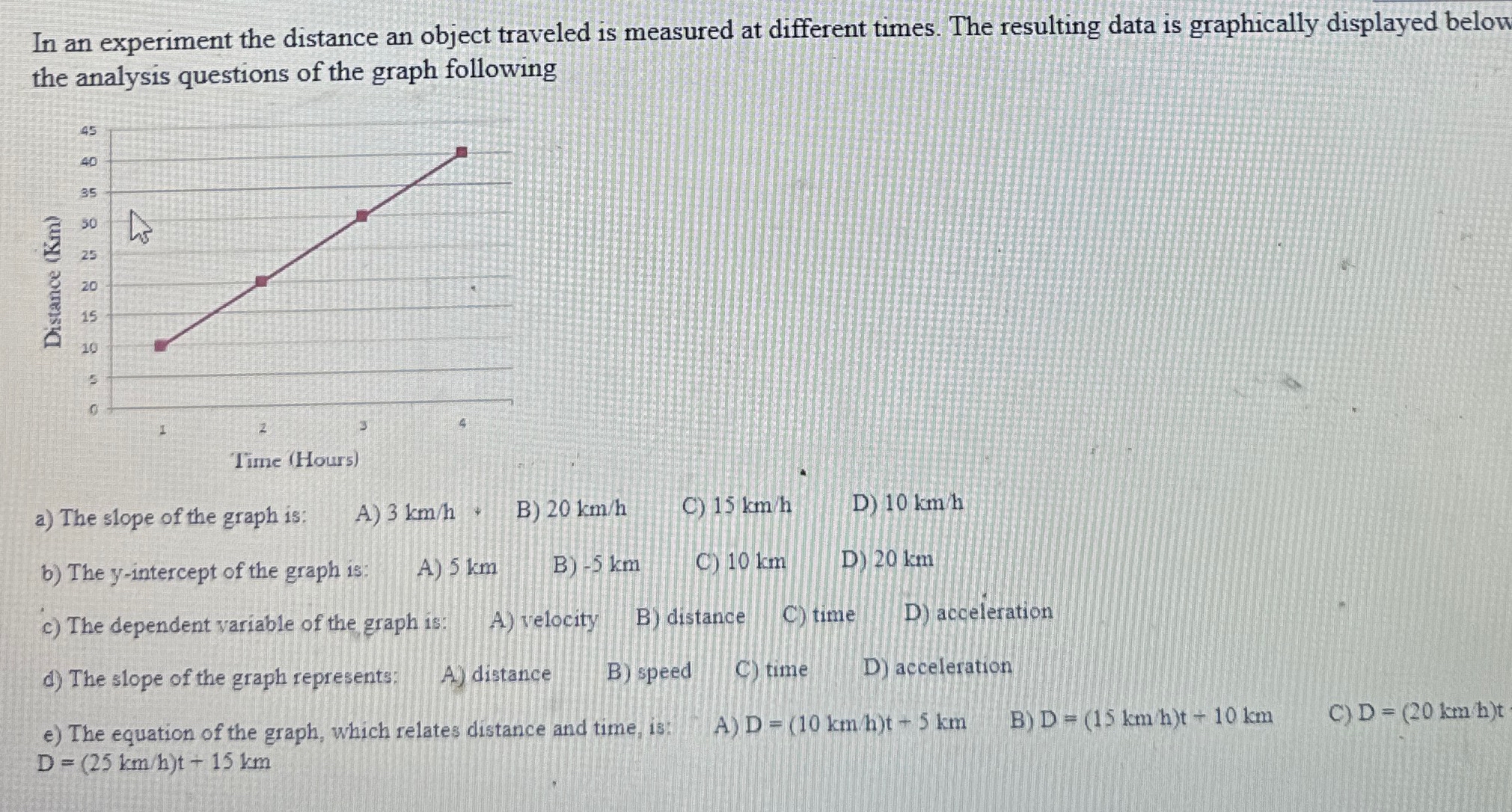 Solved In an experiment the distance an object traveled is | Chegg.com