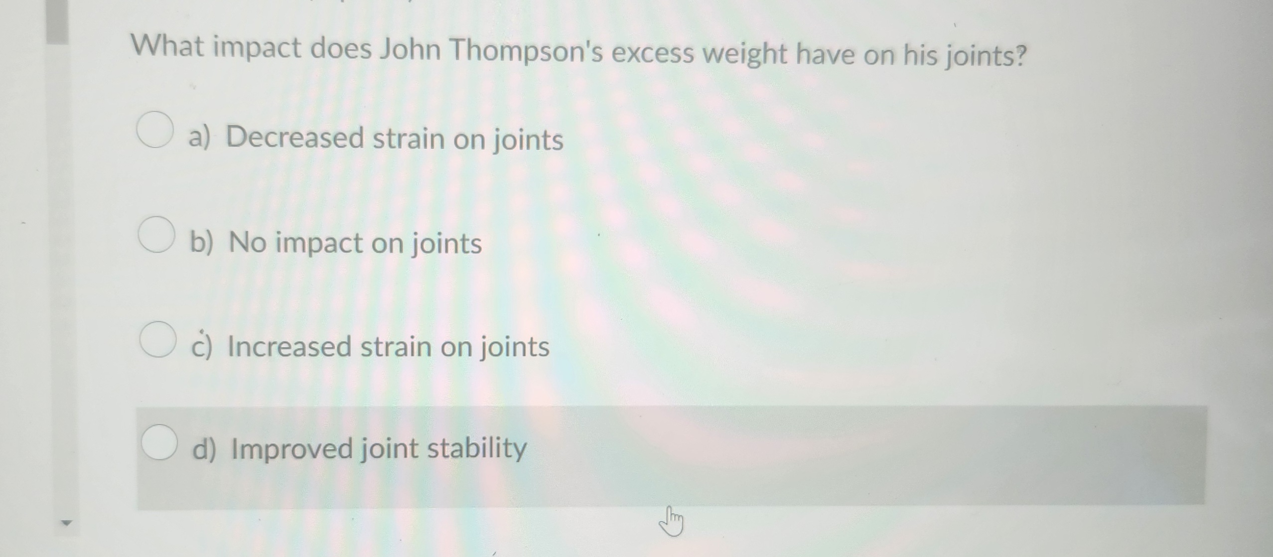 Solved What impact does John Thompson's excess weight have | Chegg.com