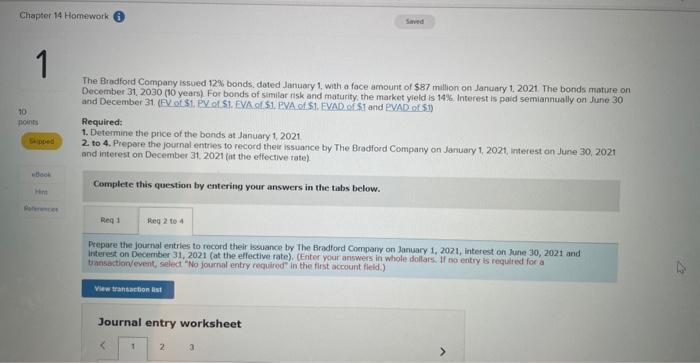 Solved The Bradford Company issued 12% bonds, dated January | Chegg.com