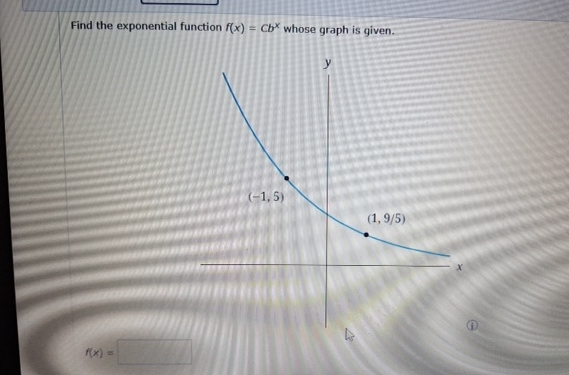 Solved Find the exponential function f(x)=Cbx ﻿whose graph | Chegg.com