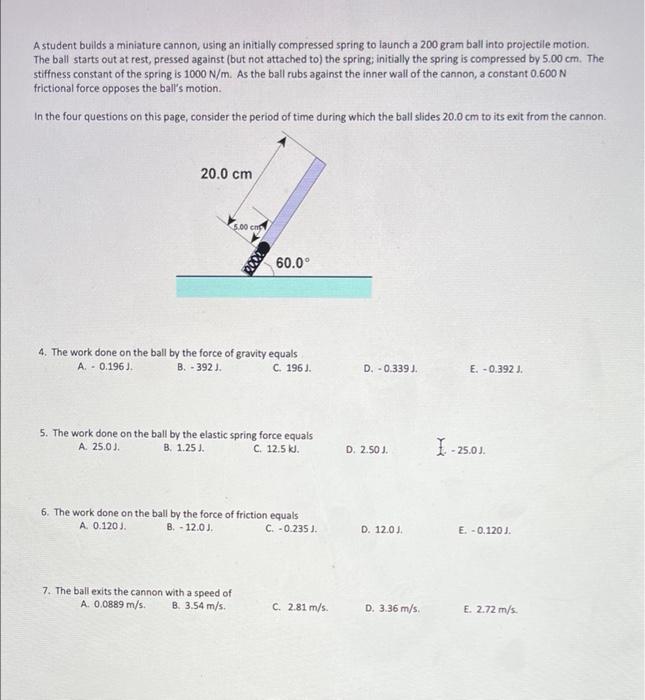 Solved A student builds a miniature cannon, using an | Chegg.com