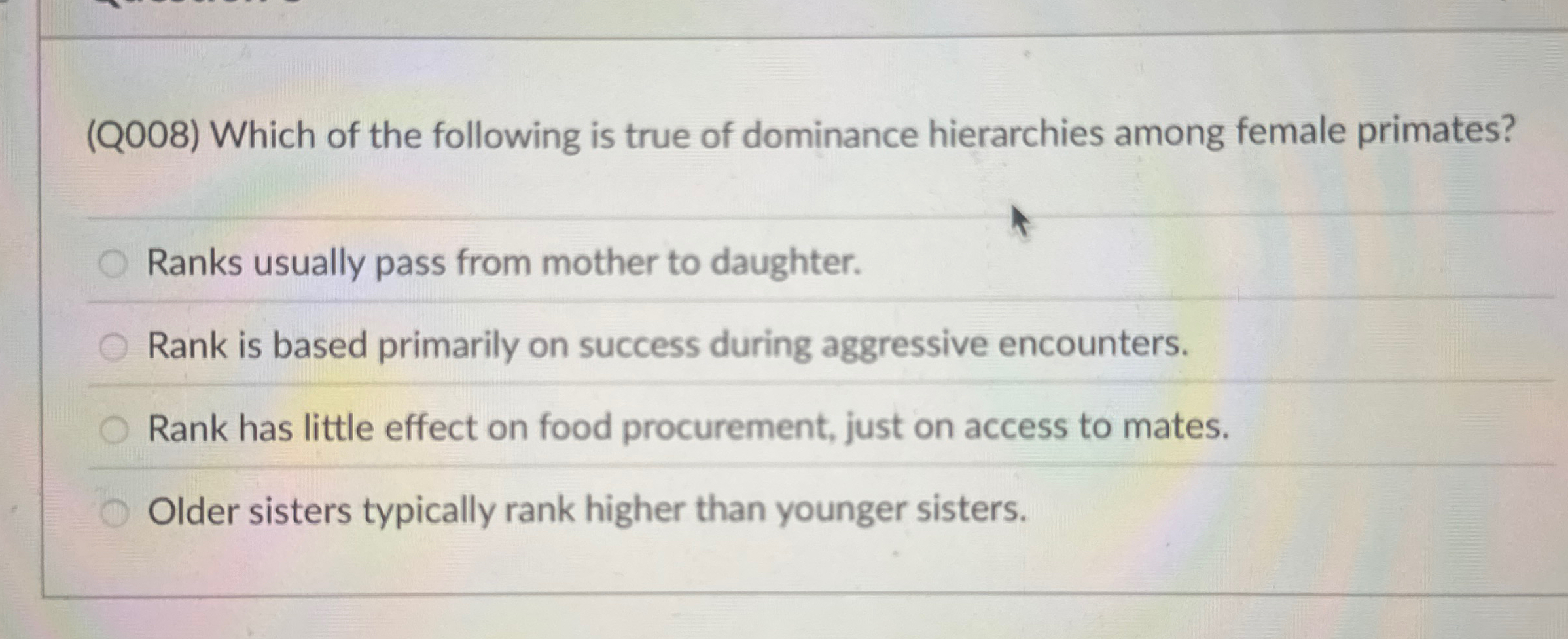 Solved (Q008) ﻿Which of the following is true of dominance | Chegg.com