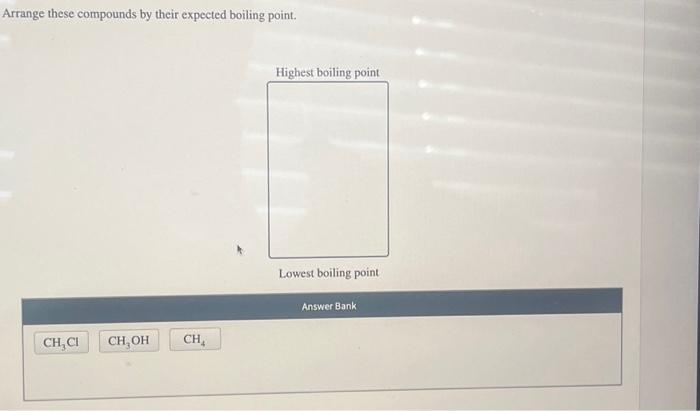 Solved Arrange these compounds by their expected boiling | Chegg.com