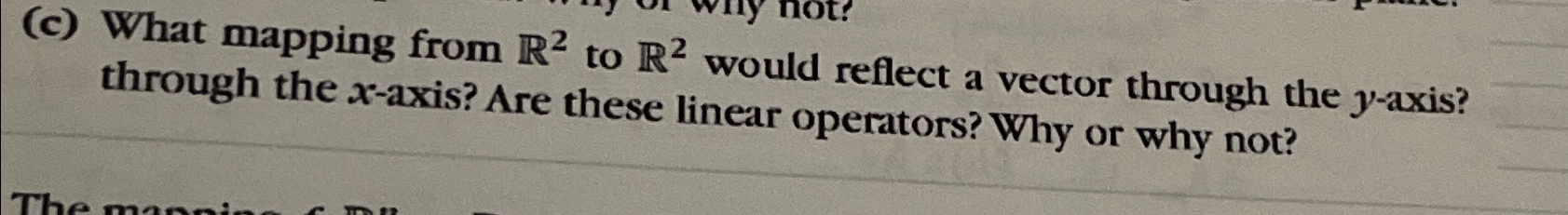 Solved (c) ﻿What mapping from R2 ﻿to R2 ﻿would reflect a | Chegg.com