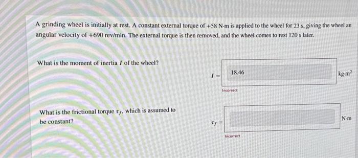 Solved A grinding wheel is initially at rest. A constant | Chegg.com