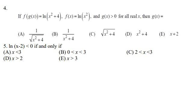 Solved If f(g(x))=ln(x2+4),f(x)=ln(x2), and g(x)>0 for all | Chegg.com