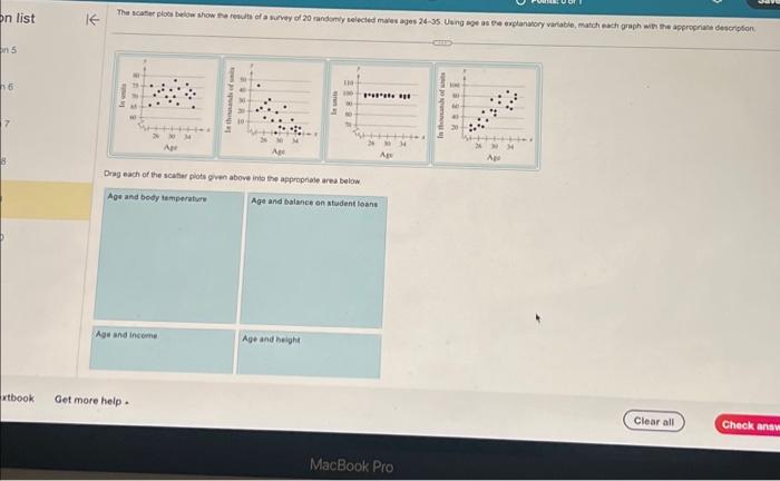 Solved on list on 5 n 6 8 xtbook K The scatter plots below | Chegg.com