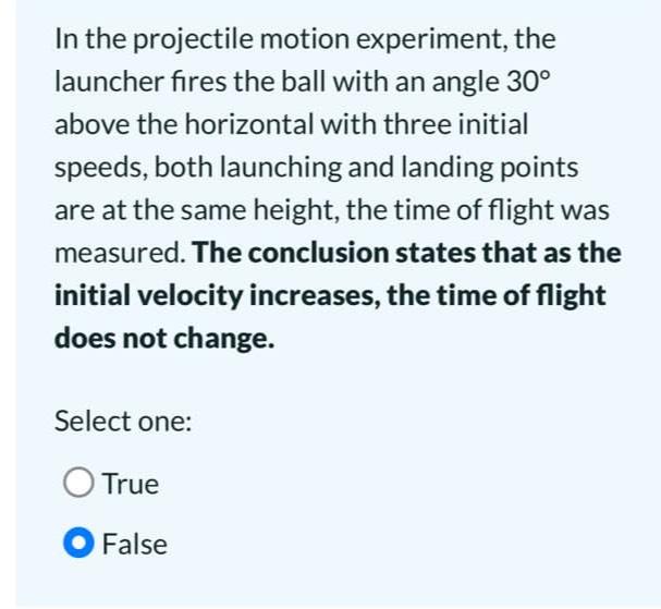 Solved In the projectile motion experiment, the launcher | Chegg.com