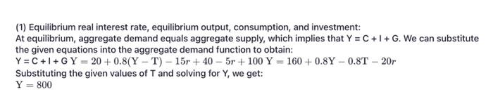 (1) Equilibrium real interest rate, equilibrium | Chegg.com