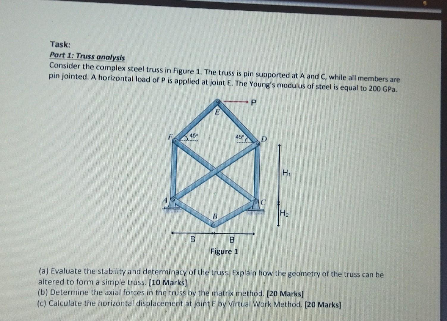 Solved p=165KN H1=6.1m H2=2.1m B3= 3.1m Cross sectional | Chegg.com