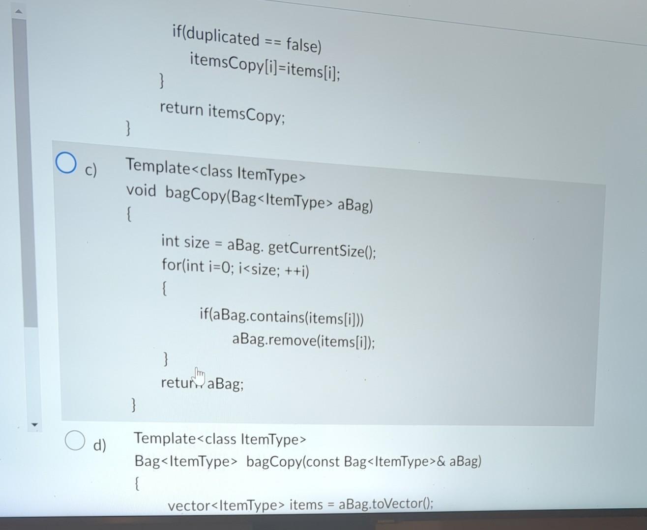 Here is the definition for the array based Bag class: | Chegg.com