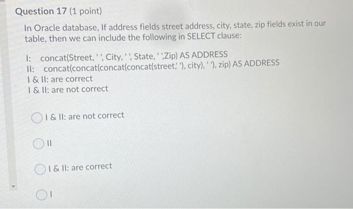 Solved Question 15 1 Point In Oracle Database If We Have