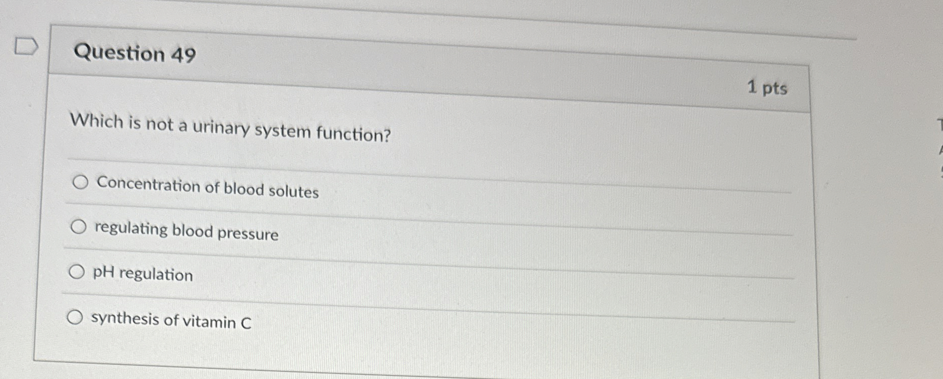 Solved Question 491 ﻿ptsWhich is not a urinary system | Chegg.com