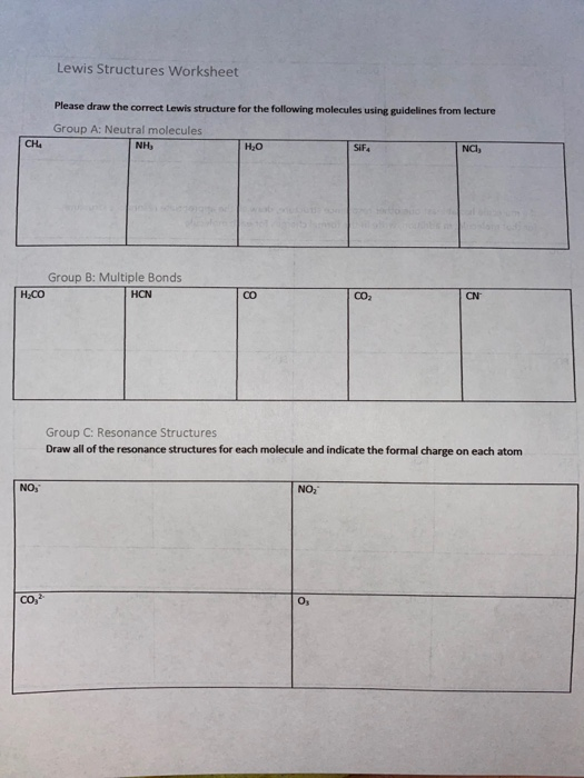 Solved Lewis Structures Worksheet Please draw the correct | Chegg.com