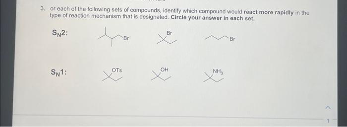 Solved 3. or each of the following sets of compounds, | Chegg.com