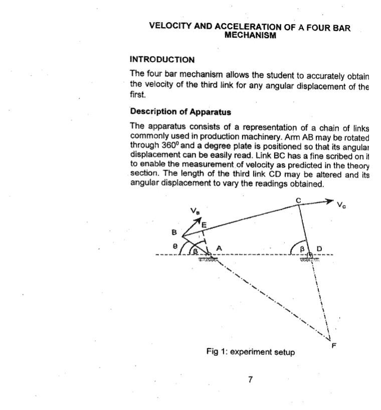 Solved VELOCITY AND ACCELERATION OF A FOUR BAR MECHANISM | Chegg.com
