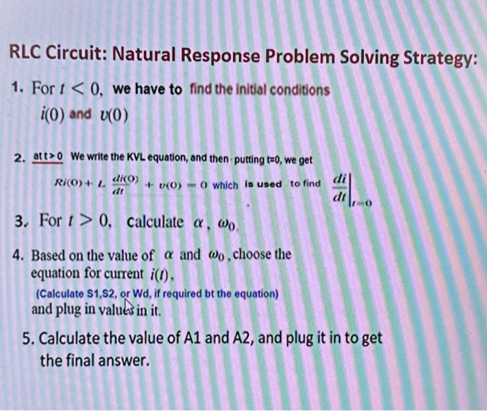 \r\nRLC Circuit: Natural Response Problem Solving | Chegg.com