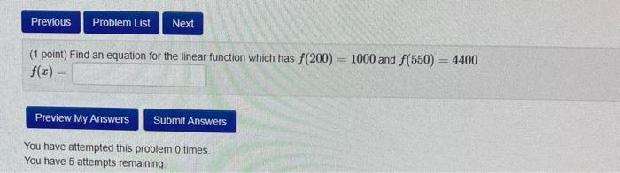 Solved Previous Problem List Next (1 point) Find an equation | Chegg.com