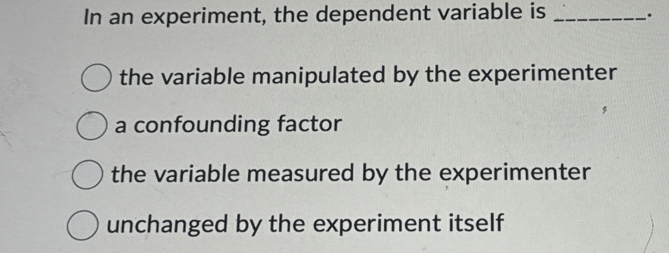 Solved In an experiment, the dependent variable is q,the | Chegg.com