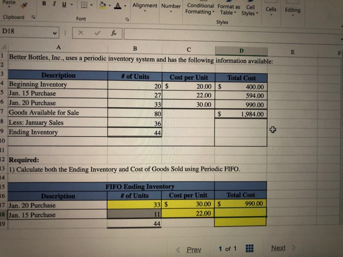 Solved Paste BIU Cells Alignment Number Conditional Format | Chegg.com